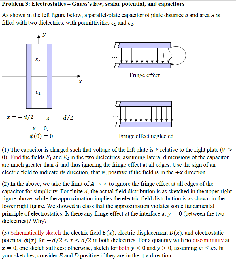 Solved by an EXPERT Problem 3: Electrostatics - ﻿Gauss's law, scalar | Chegg.com