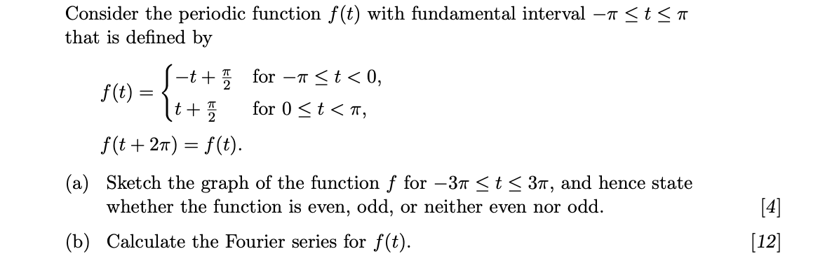 Solved Consider the periodic function f(t) ﻿with fundamental | Chegg.com