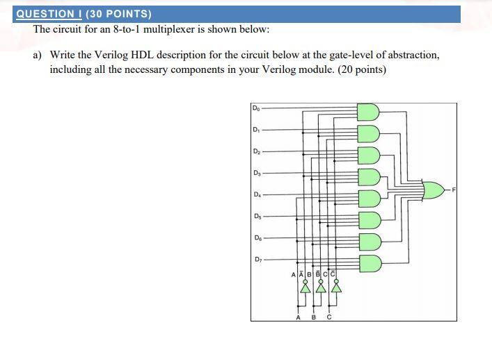 QUESTION I (30 POINTS) The circuit for an 8-to-1 | Chegg.com
