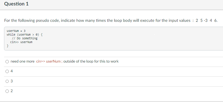 Solved For the following pseudo code, indicate how many | Chegg.com