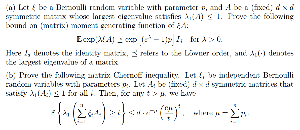 Solved (a) Let ξ be a Bernoulli random variable with | Chegg.com