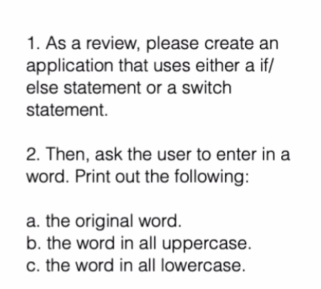 Solved 1. As a review, please create an application that | Chegg.com