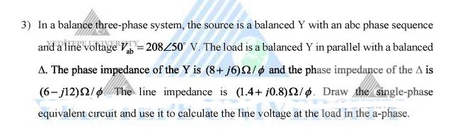 Solved In a balance three-phase system, the source is a | Chegg.com