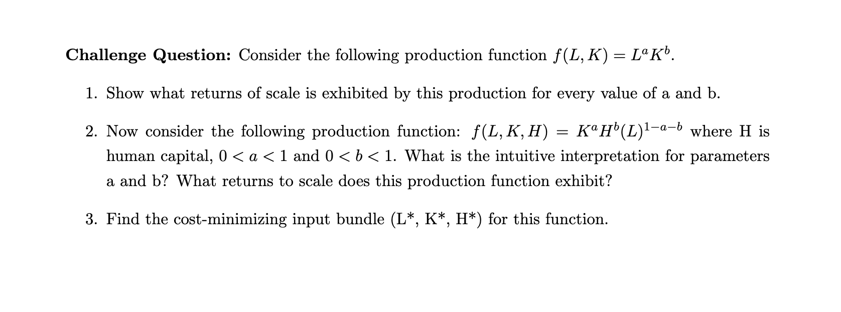 Solved Challenge Question Consider The Following Production
