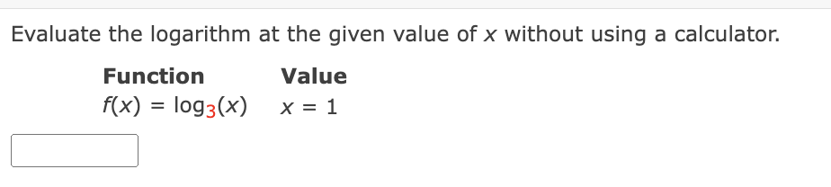 Solved Evaluate the logarithm at the given value of x | Chegg.com