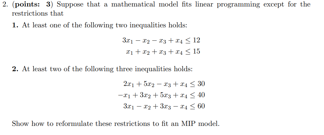 2. (points: 3) Suppose that a mathematical model fits | Chegg.com