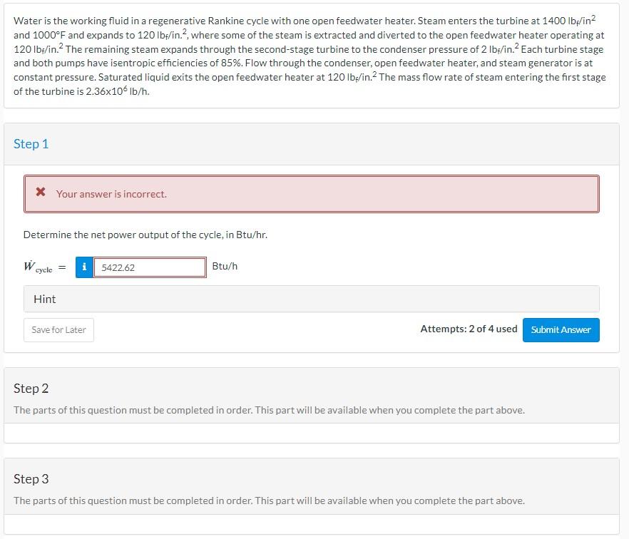 Solved Water is the working fluid in a regenerative Rankine | Chegg.com