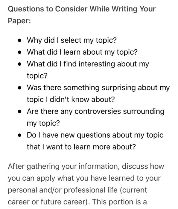 Solved Questions to Consider While Writing Your Paper: » Why | Chegg.com