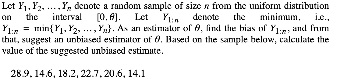 Solved Let Y1,Y2,…,Yn denote a random sample of size n from | Chegg.com