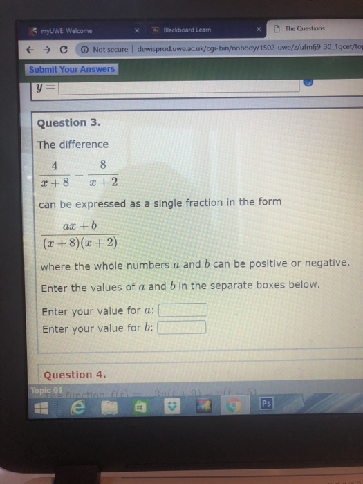 Solved myUWE: Welcome Blackboard Learn The Questions С dew | Chegg.com