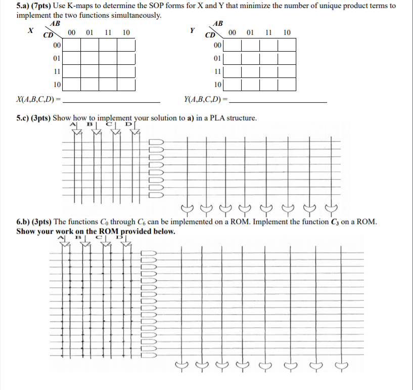 5.a) (7pts) Use K-maps to determine the SOP forms for | Chegg.com
