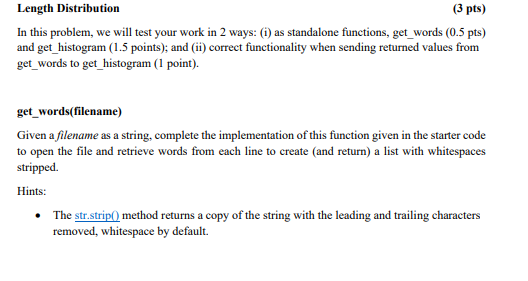 Solved Length Distribution (3 pts) In this problem, we will | Chegg.com