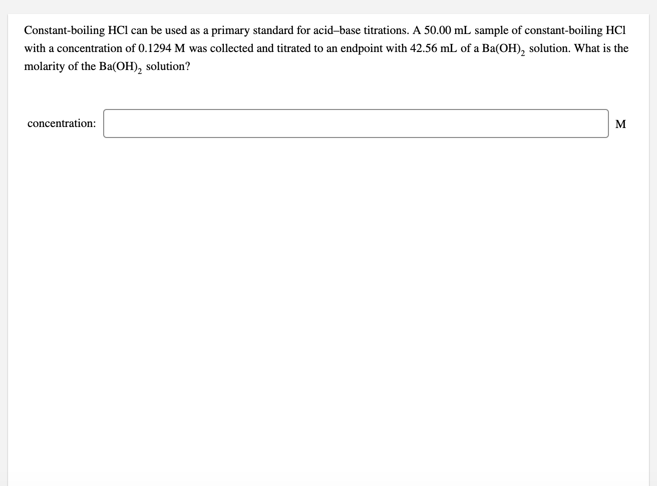 Solved Constant-boiling HCl can be used as a primary | Chegg.com