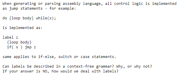 Solved When generating or parsing assembly language, all | Chegg.com