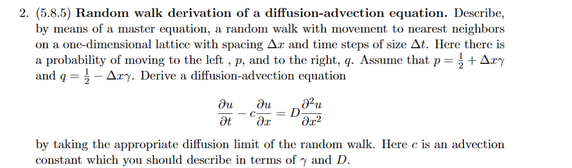 Solved (5.8.5) Random walk derivation of a | Chegg.com