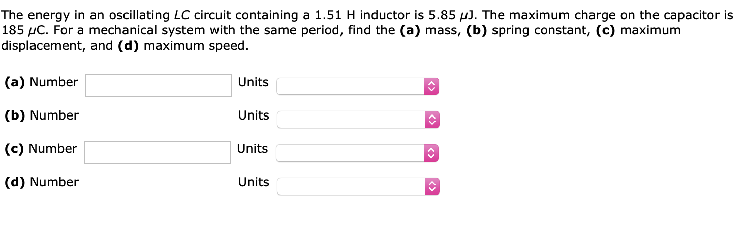Solved The energy in an oscillating LC circuit containing a | Chegg.com