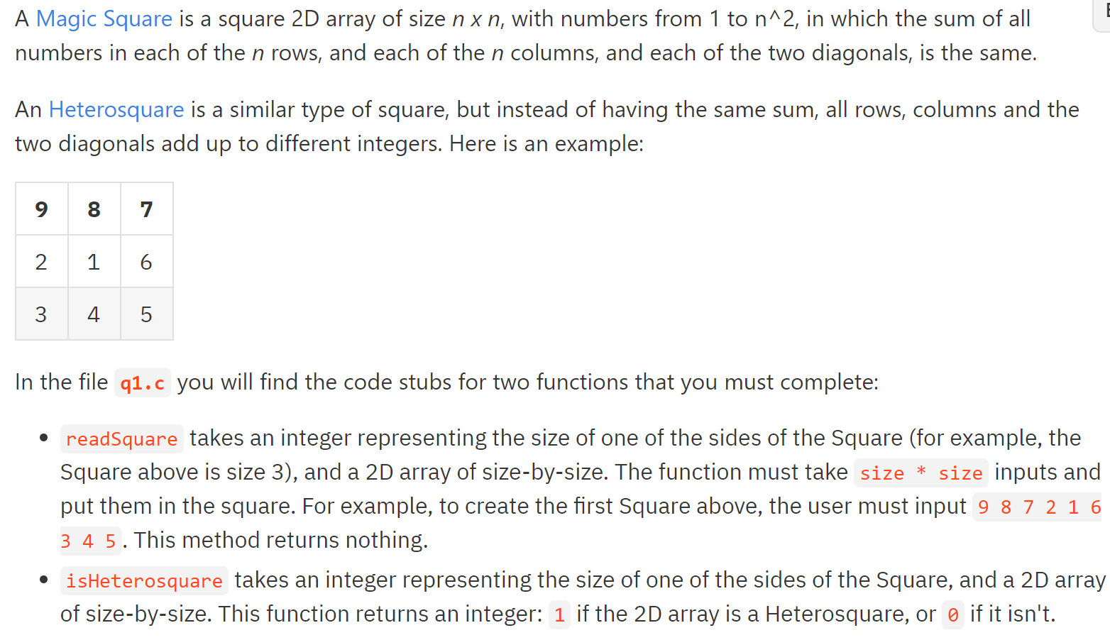 Solved A Magic Square is a square 2D array of size nx n, | Chegg.com