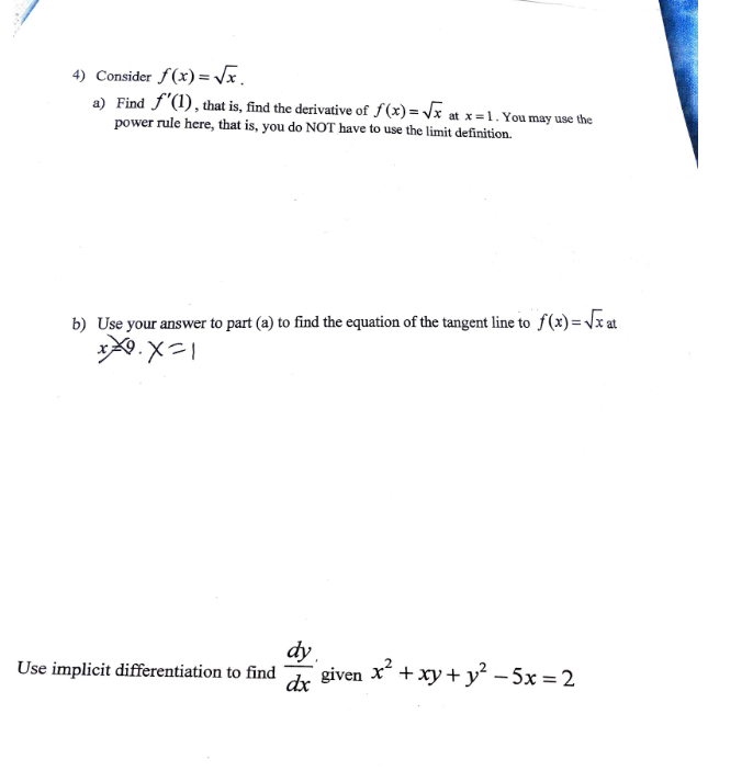 Solved 4) Consider f(x)=x. a) Find f′(1), that is, find the | Chegg.com Solved 4) Consider f(x)=x. a) Find f′(1), that is, find the | Chegg.com