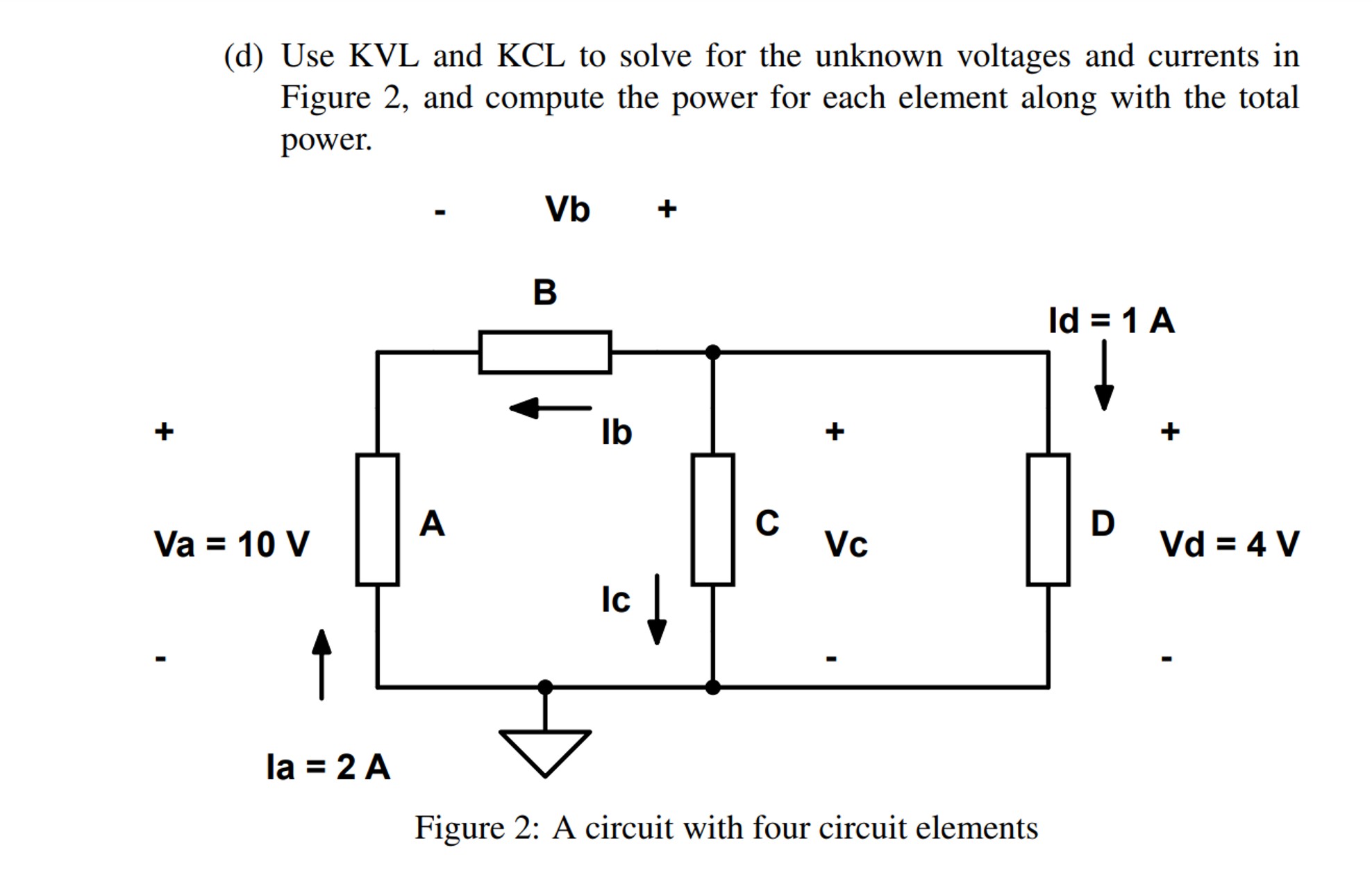 Solved (d) ﻿Use KVL and KCL to solve for the unknown | Chegg.com