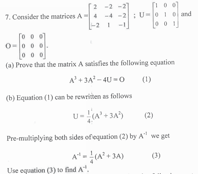 Solved 2 -22 1 0 0 7. Consider the matrices A-44U 0and O 0 0 | Chegg.com