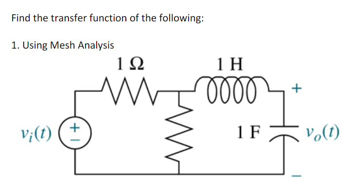 Solved Find the transfer function of the following :1. | Chegg.com