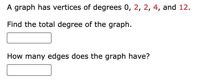 Solved A graph has vertices of degrees 0, 2, 2, 4, and 12. | Chegg.com