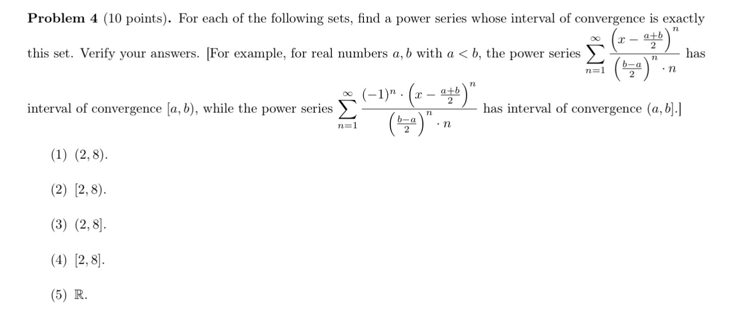 Solved Problem 4 (10 points). For each of the following | Chegg.com