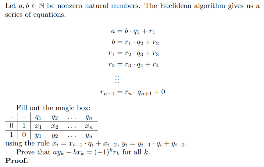 Solved Let a,b E N be nonzero natural numbers. The Euclidean | Chegg.com