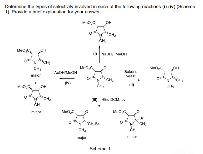 Solved Determine the types of selectivity involved in each | Chegg.com