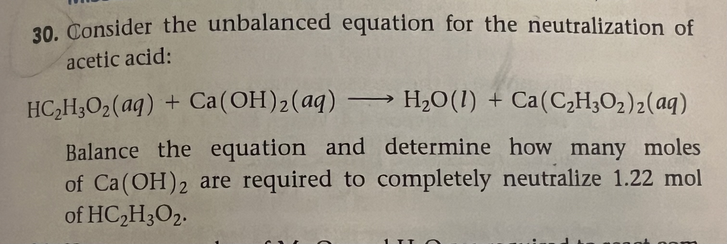 Solved 30. Consider the unbalanced equation for the | Chegg.com