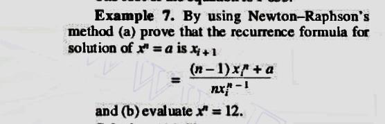 Solved Example 7. By using Newton-Raphson's method (a) prove | Chegg.com