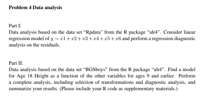 Solved Problem 4 Data analysis Part I: Data analysis based | Chegg.com