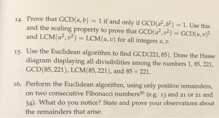 Solved These are Number Theory problems. Numbers 14 and 16 | Chegg.com