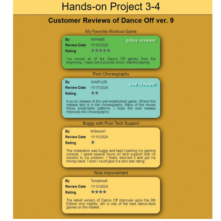 Solved Hands-on Project 3-4 Customer Reviews of Dance Off | Chegg.com