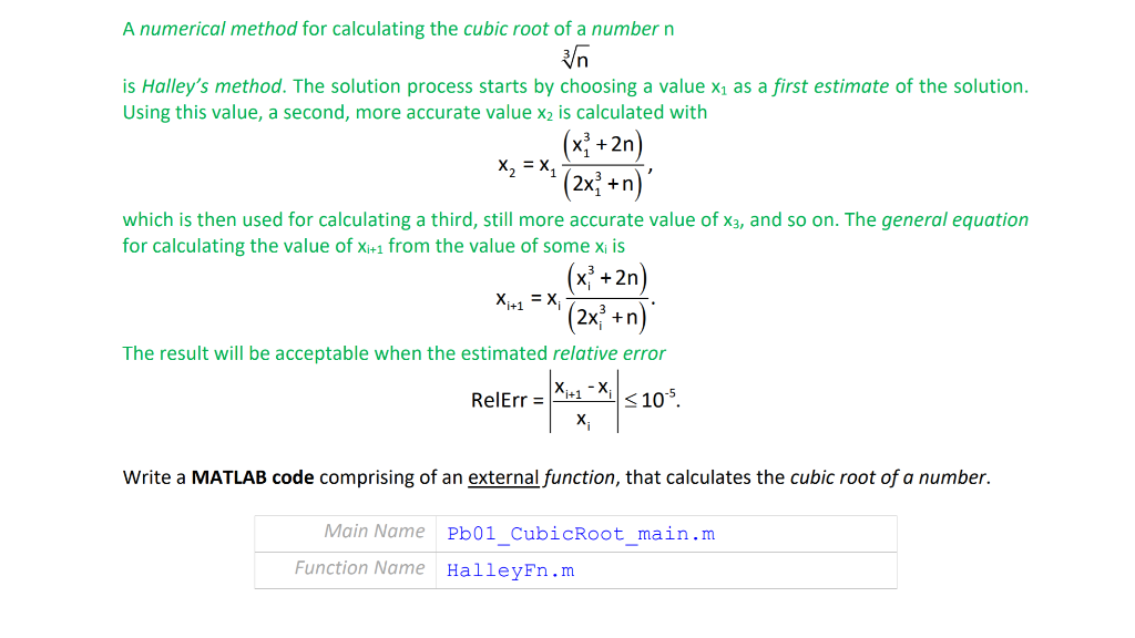 A numerical method for calculating the cubic root of | Chegg.com