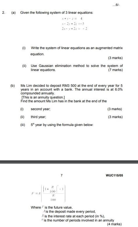 Solved (a) Given the following system of 3 linear equations: | Chegg.com