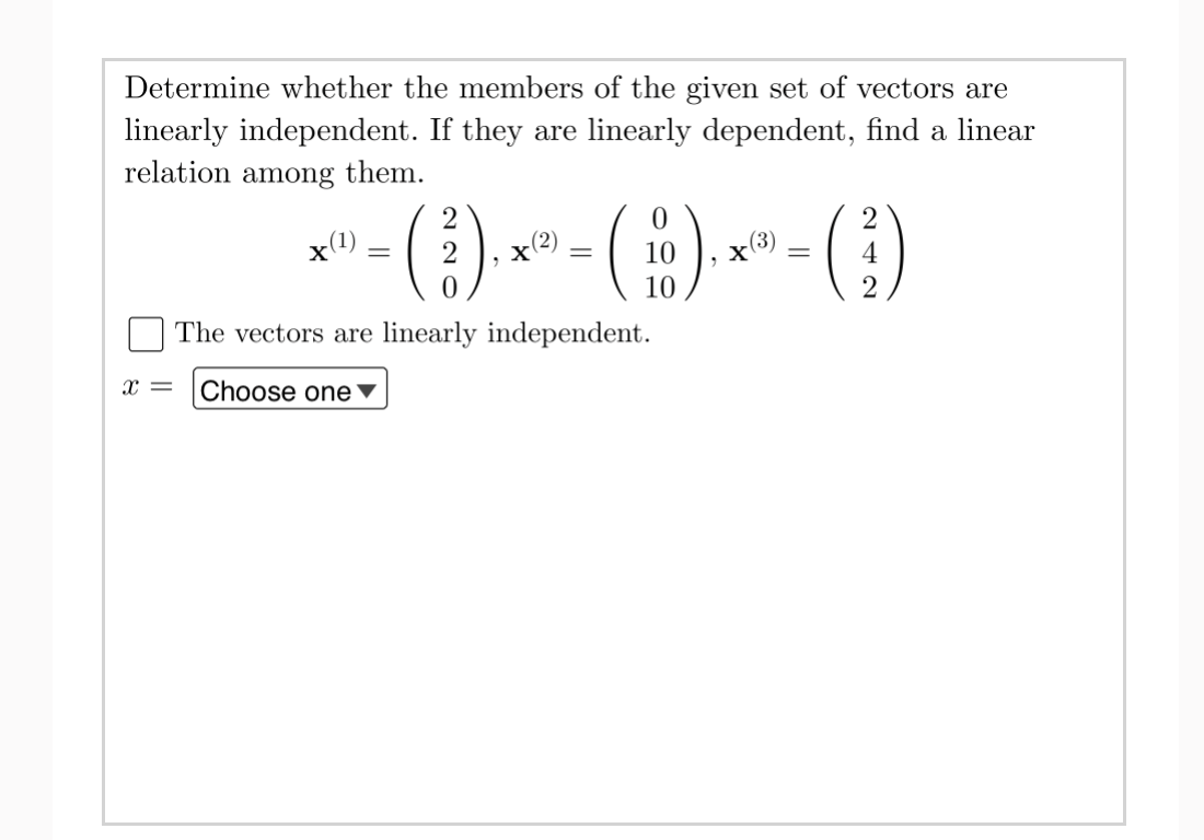 Solved Determine whether the members of the given set of | Chegg.com