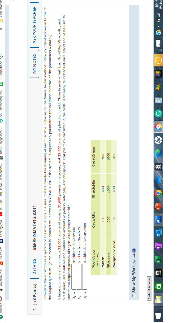 Solved Formulate the situation as a system of linear | Chegg.com