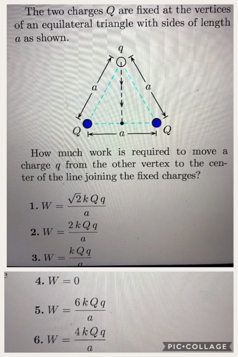 Solved The two charges Q are fixed at the vertices of an | Chegg.com