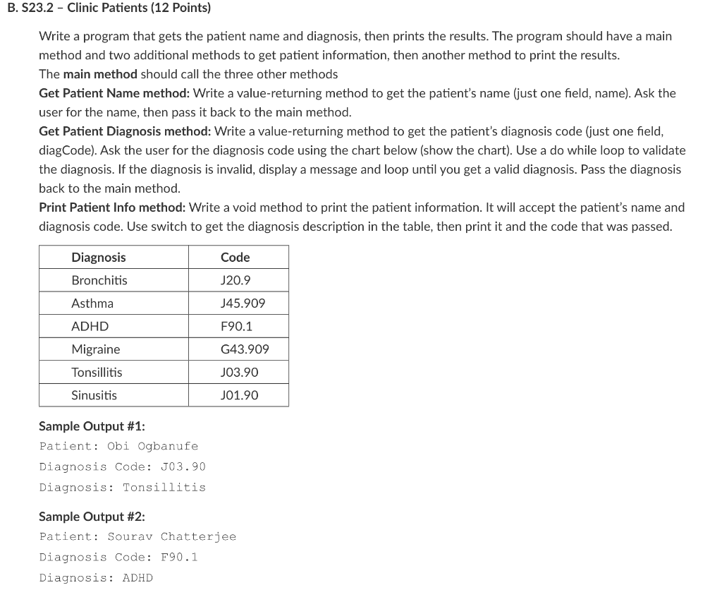 Solved Write a program that gets the patient name and | Chegg.com