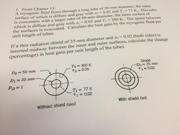 Solved 1. From Chapter 13 cryogenic fluid flows through a | Chegg.com