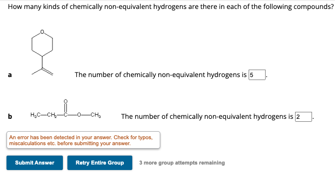 Solved How many kinds of chemically non-equivalent hydrogens | Chegg.com