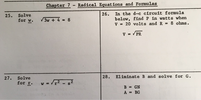 Solved Chapter 7-Radical Equations and Formulas 26. In the | Chegg.com