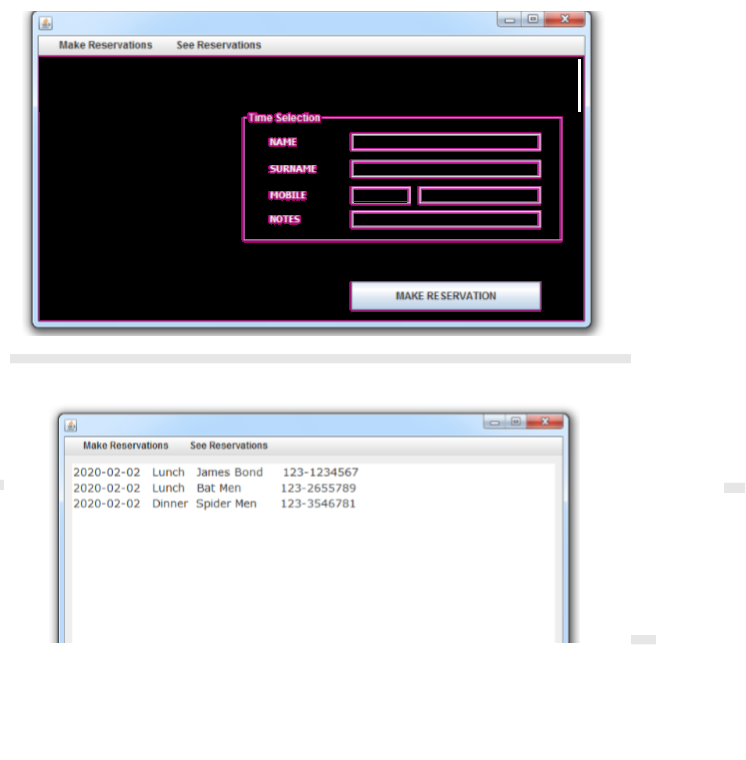 Design the GUI having a login and reservations forms. | Chegg.com