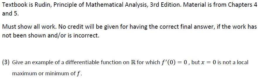 Solved Textbook is Rudin, Principle of Mathematical | Chegg.com