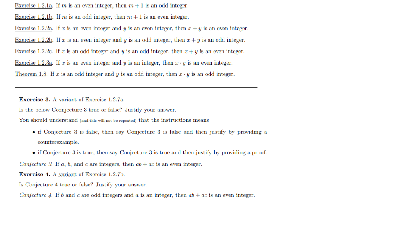 Solved Exercise 1.2.1a. If m is an even integer, then m +1 | Chegg.com