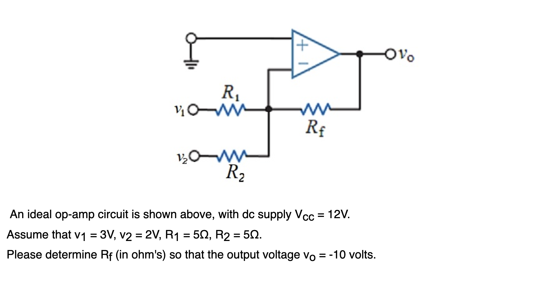 Solved An ideal op-amp circuit is shown above, with dc | Chegg.com