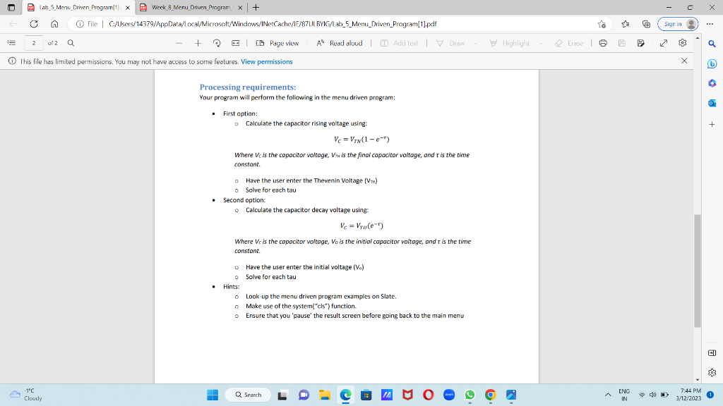 Overview: You will write a menu driven program that | Chegg.com
