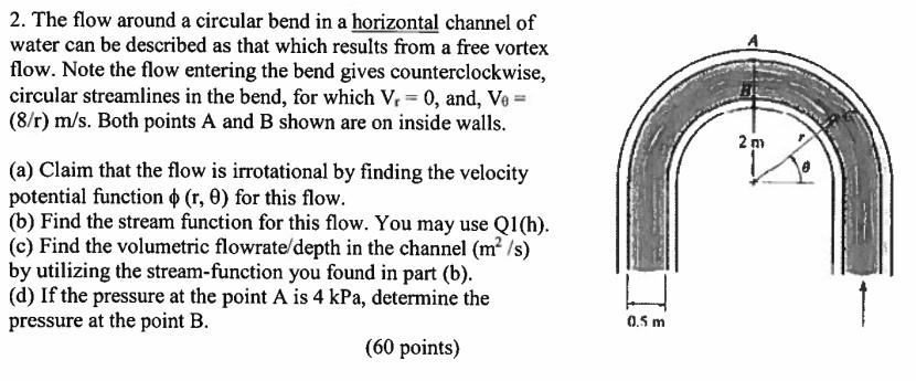 2. The flow around a circular bend in a horizontal | Chegg.com