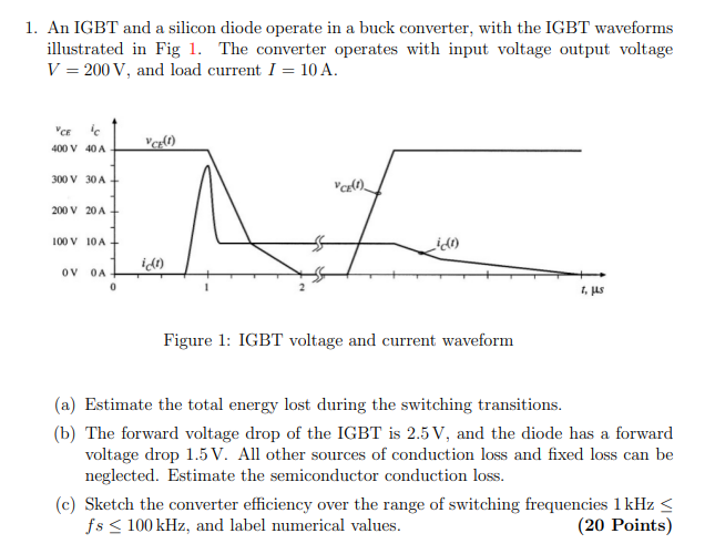 Solved 1. An IGBT and a silicon diode operate in a buck | Chegg.com